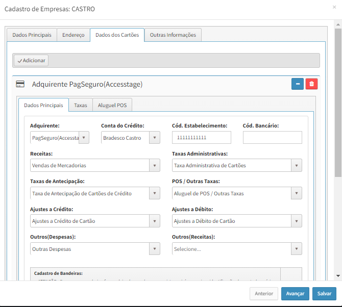 Cadastro de Adquirente – F360